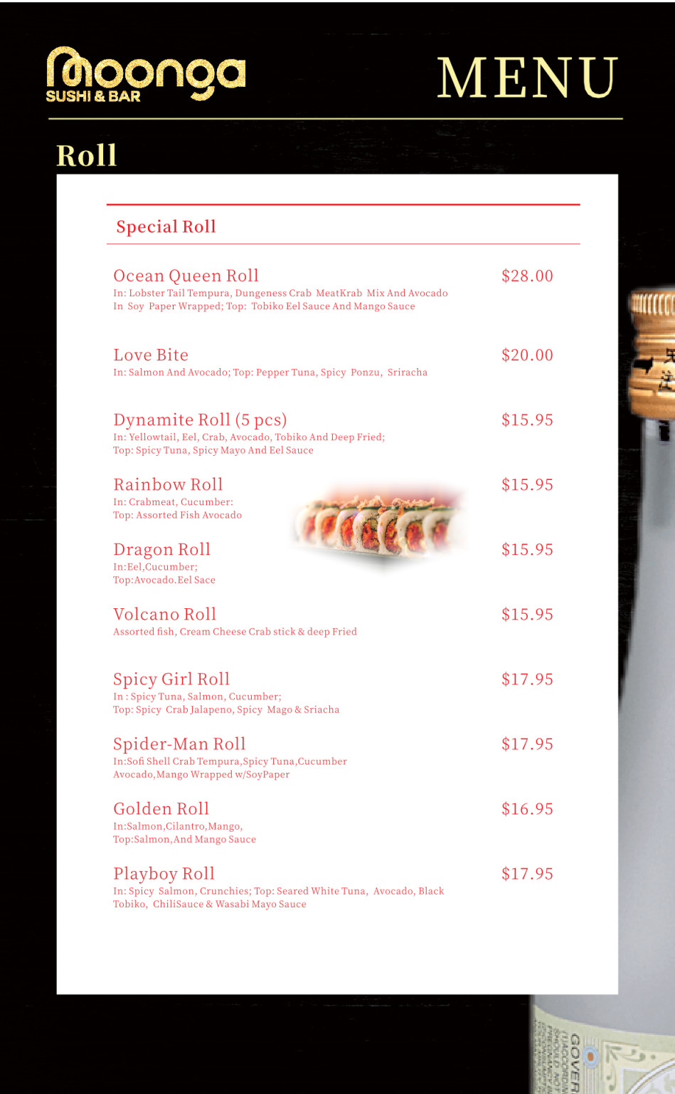 Menu - Moonga Sushi & Bar