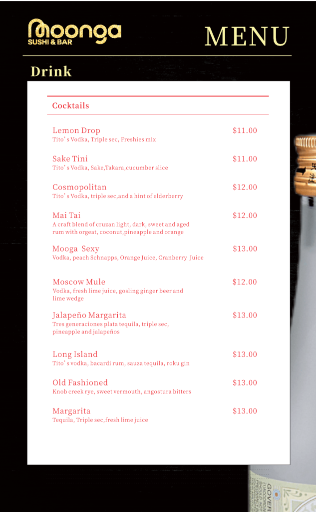 Menu - Moonga Sushi & Bar