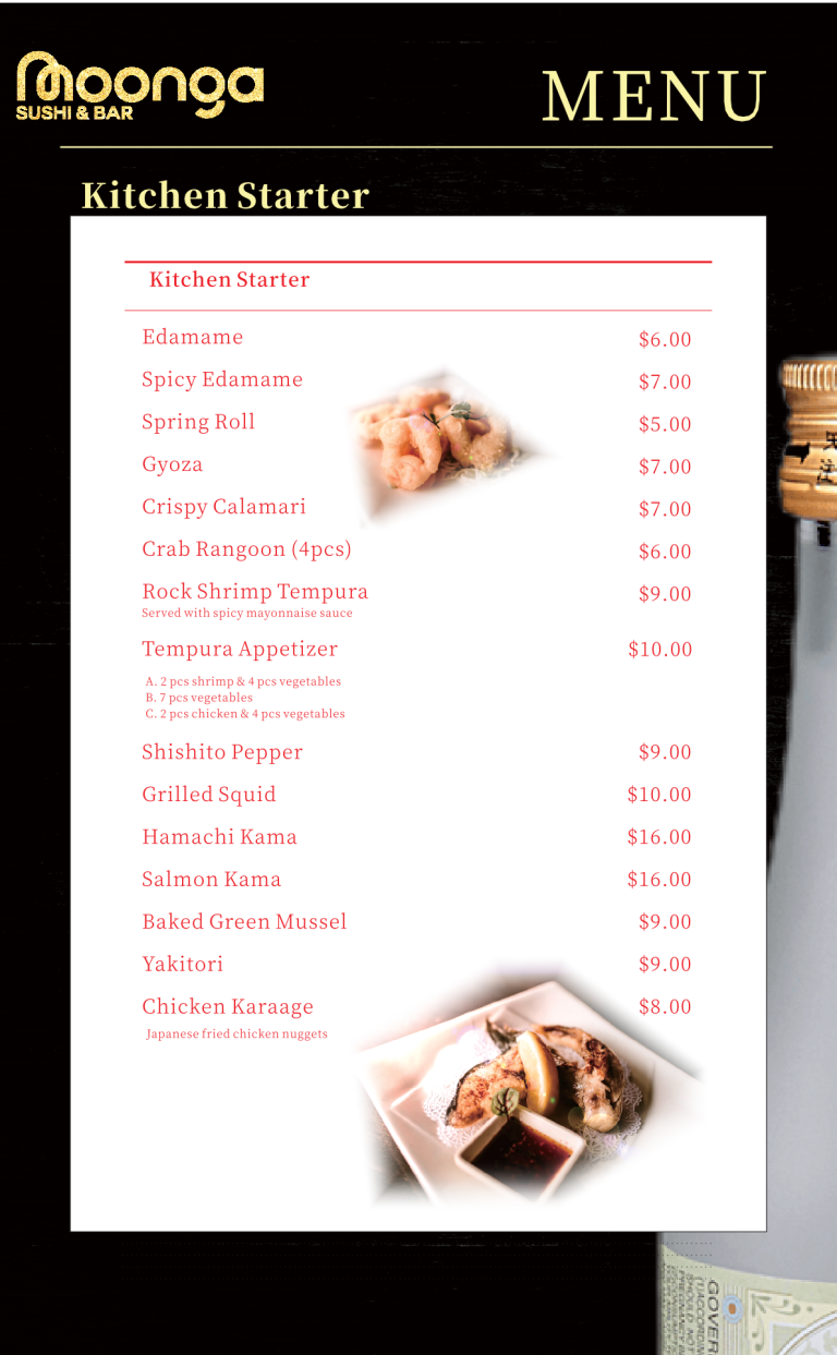 Menu - Moonga Sushi & Bar