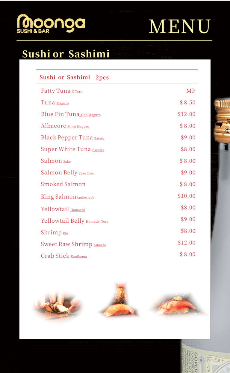 Menu - Moonga Sushi & Bar