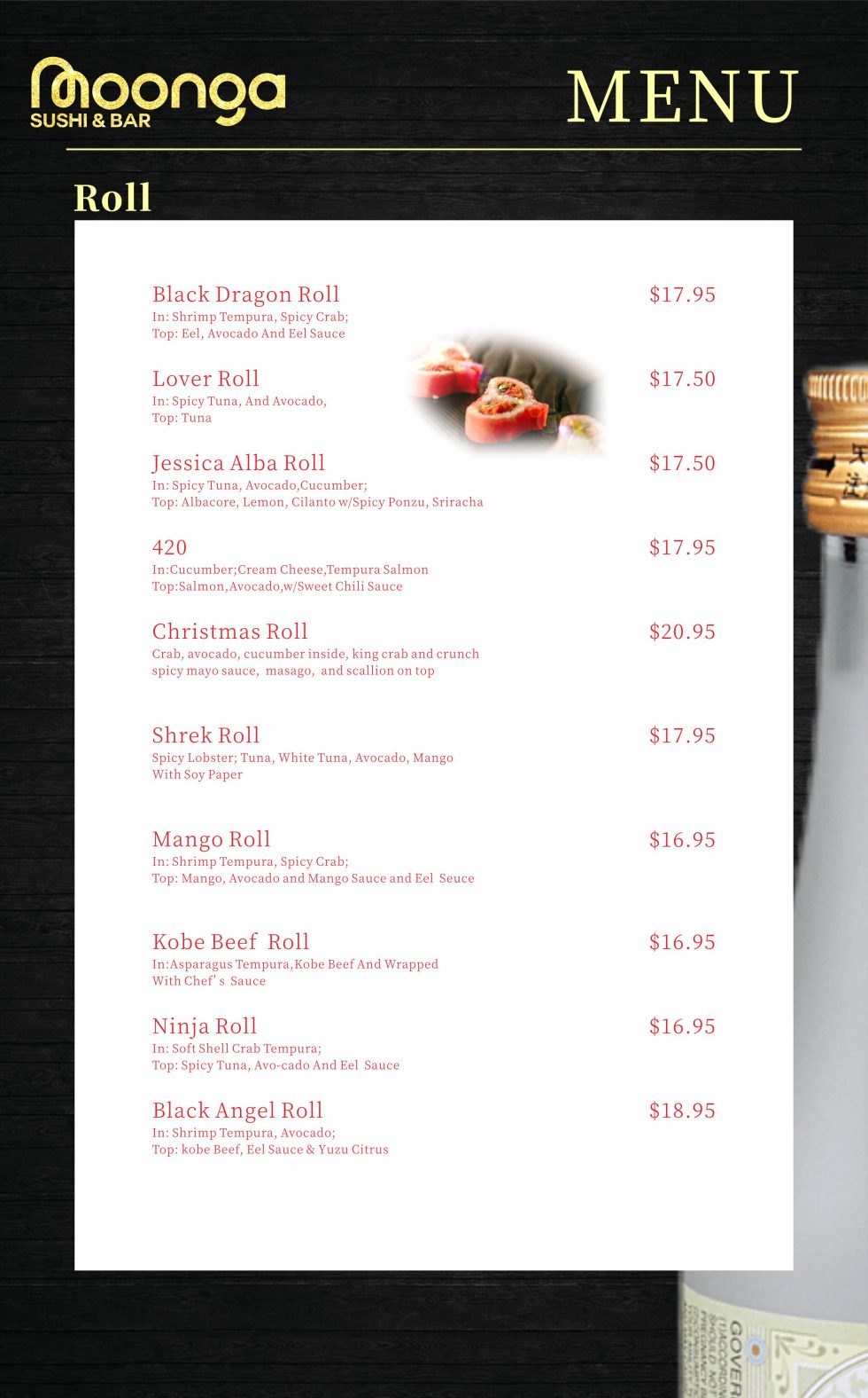 Menu - Moonga Sushi & Bar